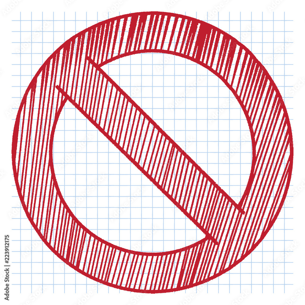 Ban. Stop. Icon. School Notebook. Drawing. Vector illustration. Stock ...