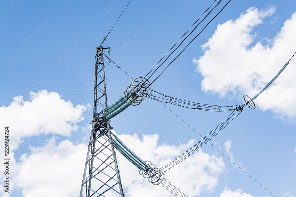 Elements of a high-voltage power line with a voltage of 750,000 volts ...