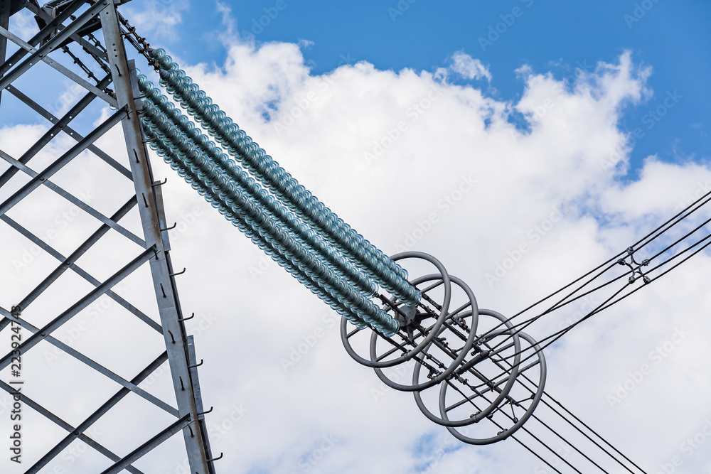 Elements of a high-voltage power line with a voltage of 750,000 volts ...