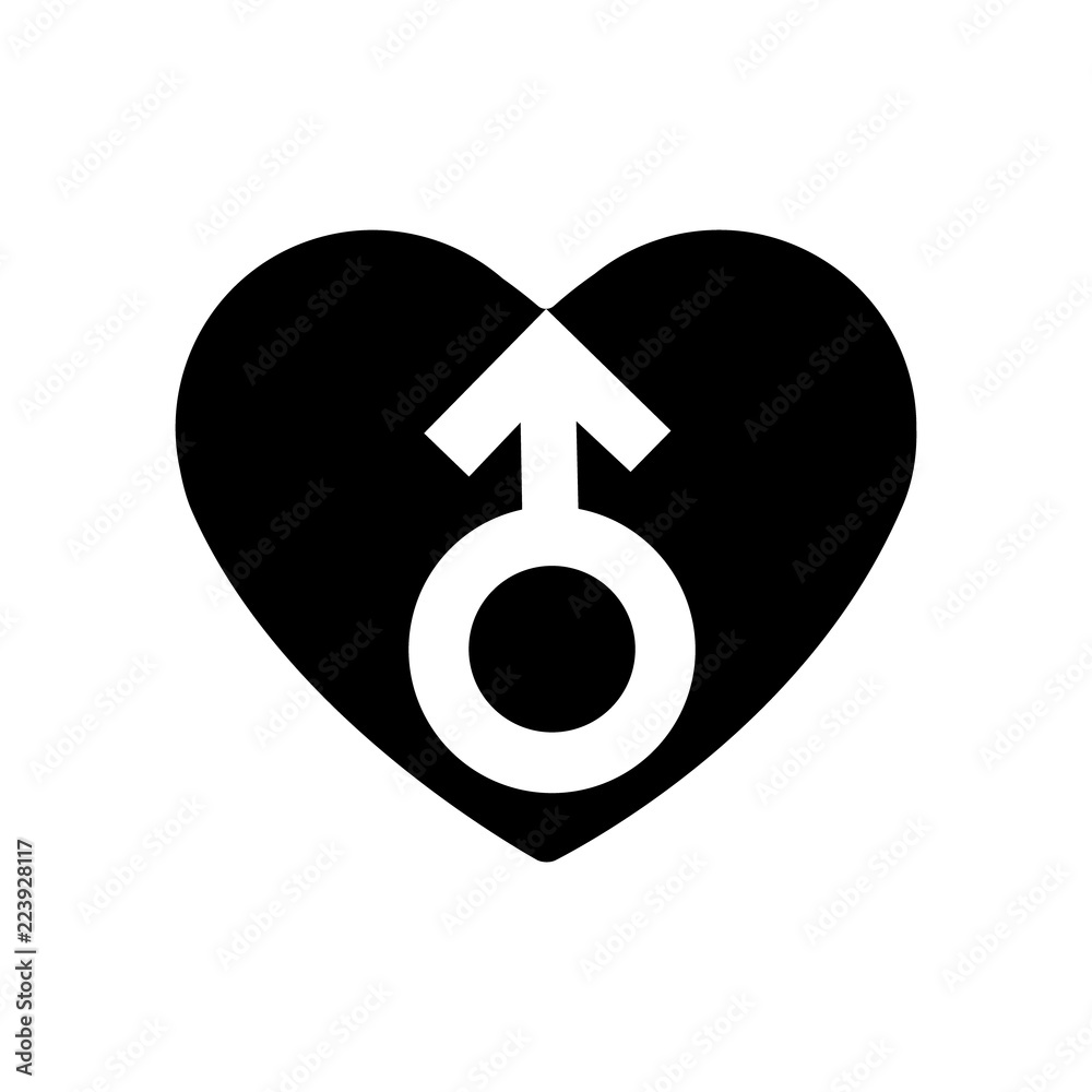Gender men signs in black heart icon. A symbol of love. Valentines Day ...