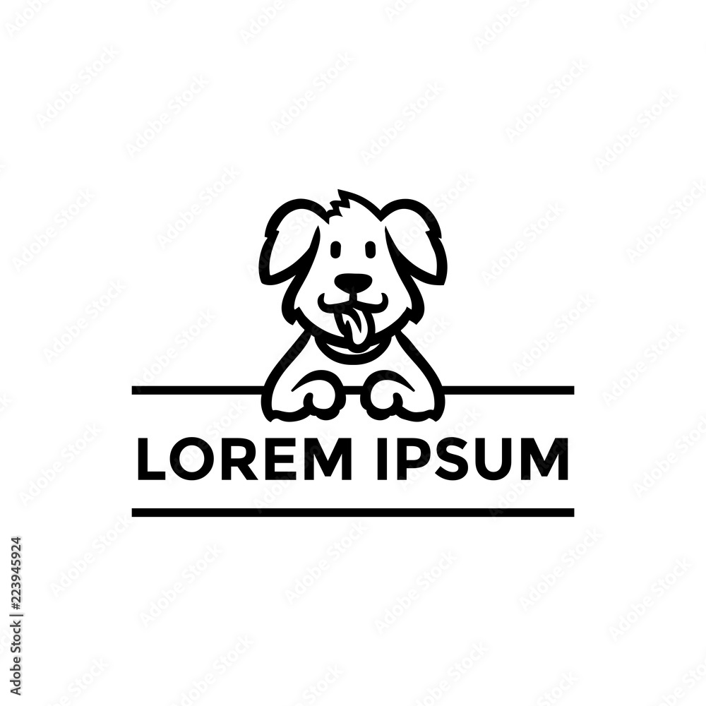 Happy Dog Tongue Out Text Frame Template Stock Vector | Adobe Stock