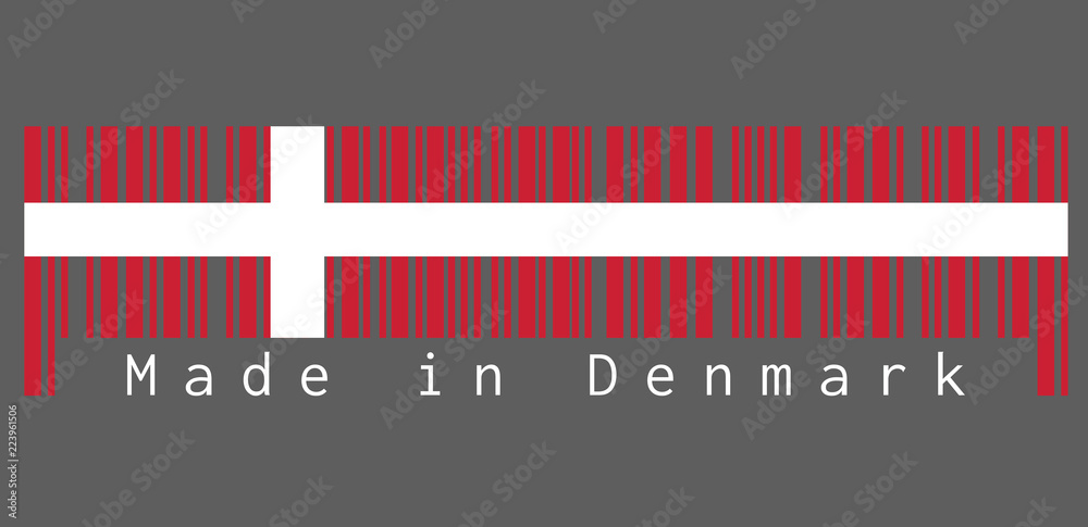 Barcode set the color of Denmark flag, red with a white Scandinavian ...