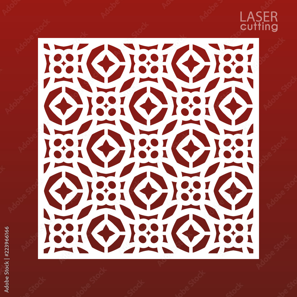 Laser cut ornamental panel square template with pattern. May be use for ...