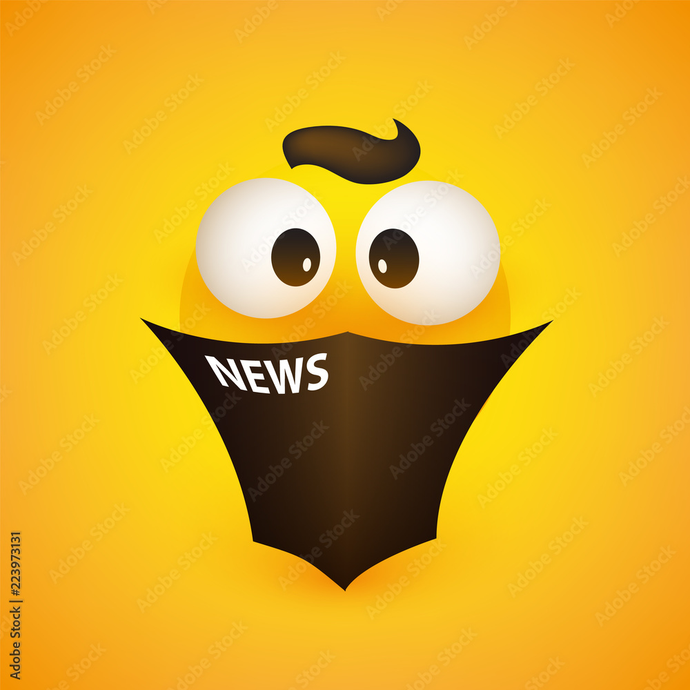 Surprising News - Emoji with Pop Out Eyes Reads a Newspaper - Simple ...