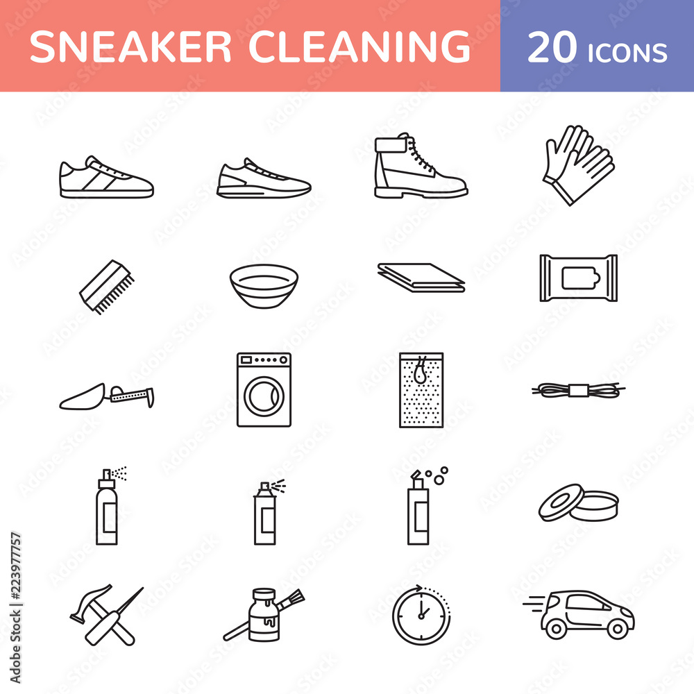 Vector Sneaker Cleaning Icon Logo Set Stock Vector | Adobe Stock