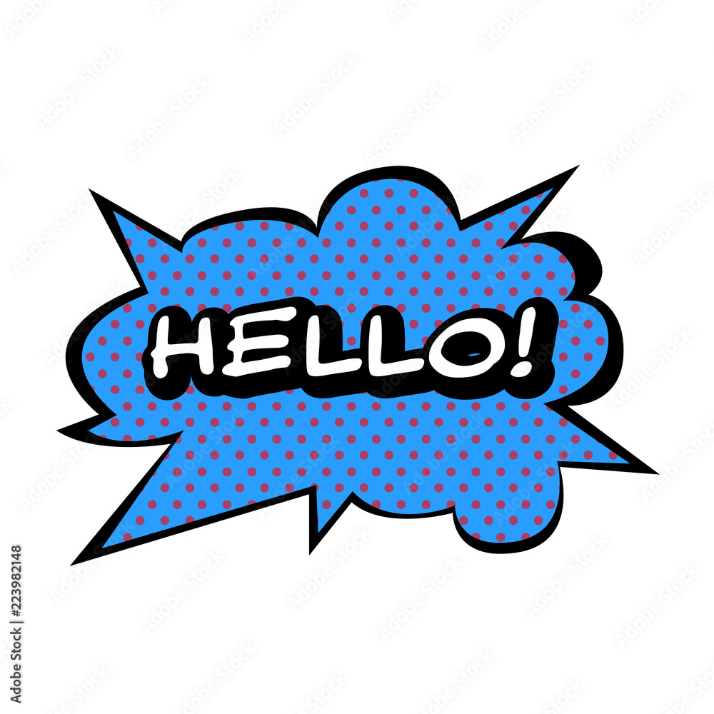 Vector Hello speech bubble. Colorful emotional icon isolated on white ...
