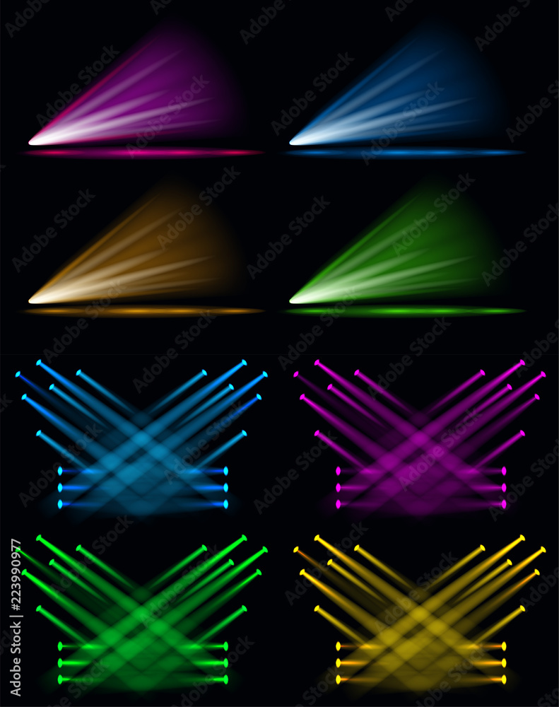 Big Set of Vector Light Effect Spotlight. Editable. Stock Vector ...