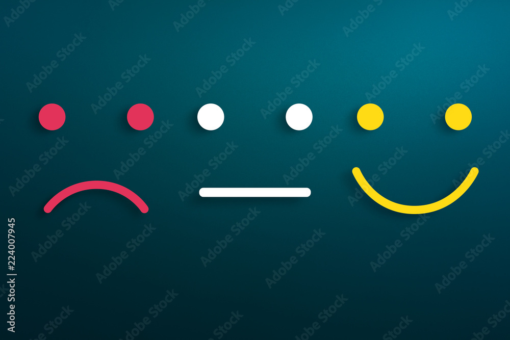 Customer service experience and satisfaction survey concept with facial ...