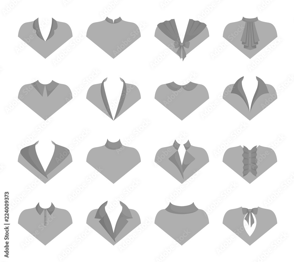 Different models of collars. Patterns of clothing with examples of ...