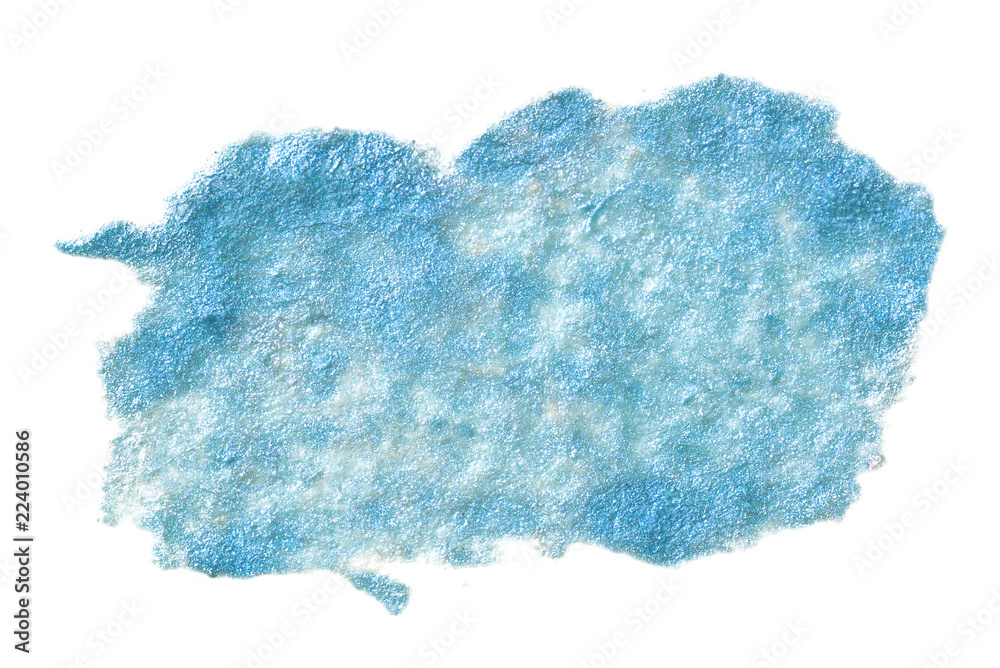 blue paint spot with texture and pearly overflows. metallic particles ...