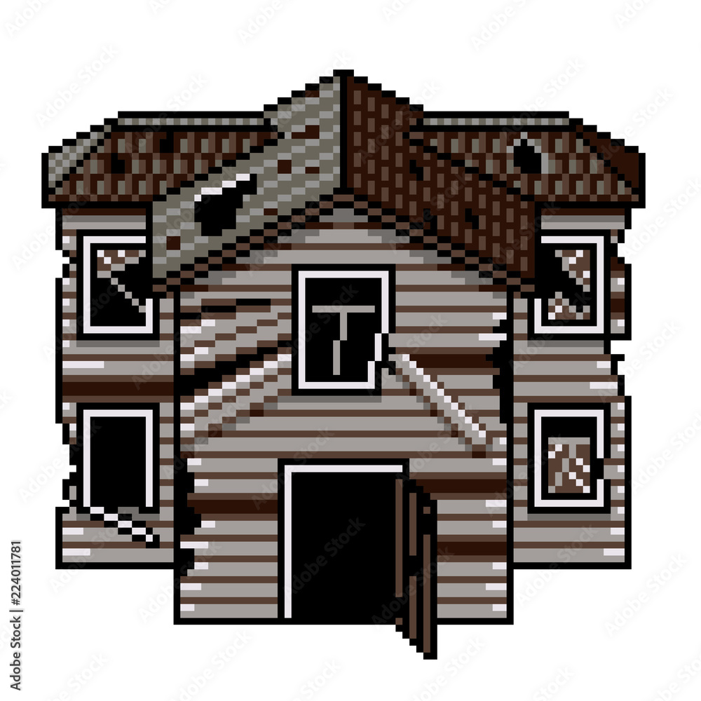 Pixel art old abandoned house isolated vector Stock Vector | Adobe Stock