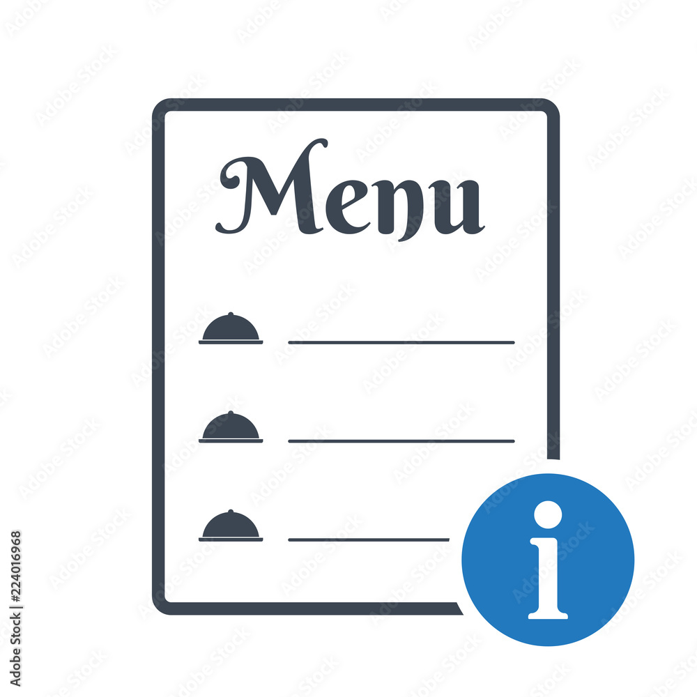 Restaurant food menu icon, cafe menu concept icon with information sign ...