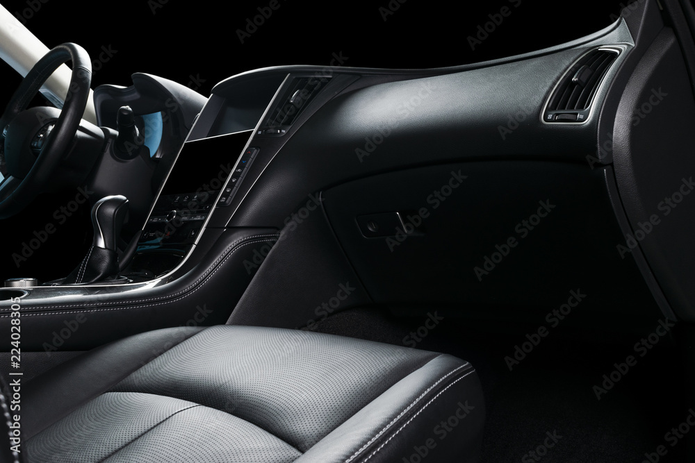 Modern Luxury car inside. Interior of prestige modern car. Comfortable ...