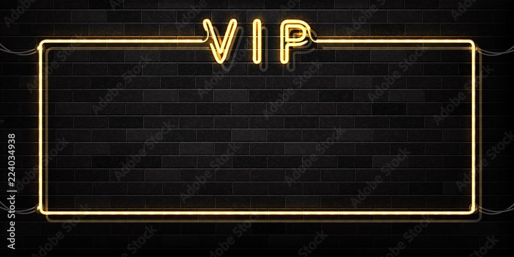 Vector realistic isolated neon sign of VIP frame logo for decoration ...