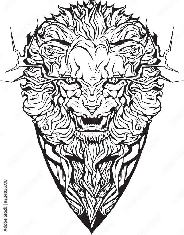 angry lion. Isolated. Coloring page. Stock Vector | Adobe Stock