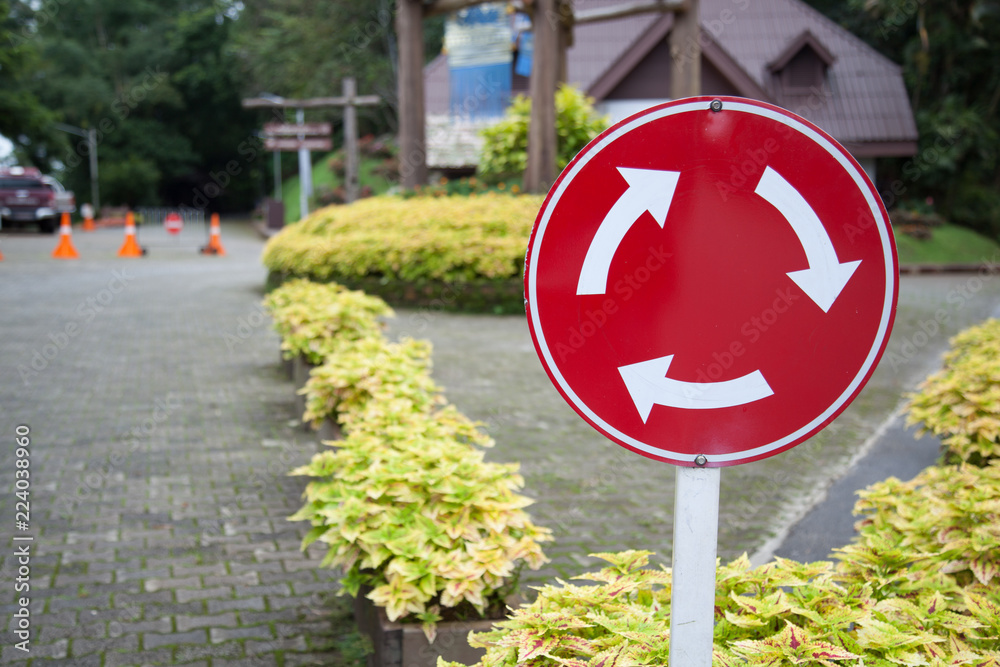 Metal Plate, Traffic Sign: Mini-roundabout (roundabout circulation ...