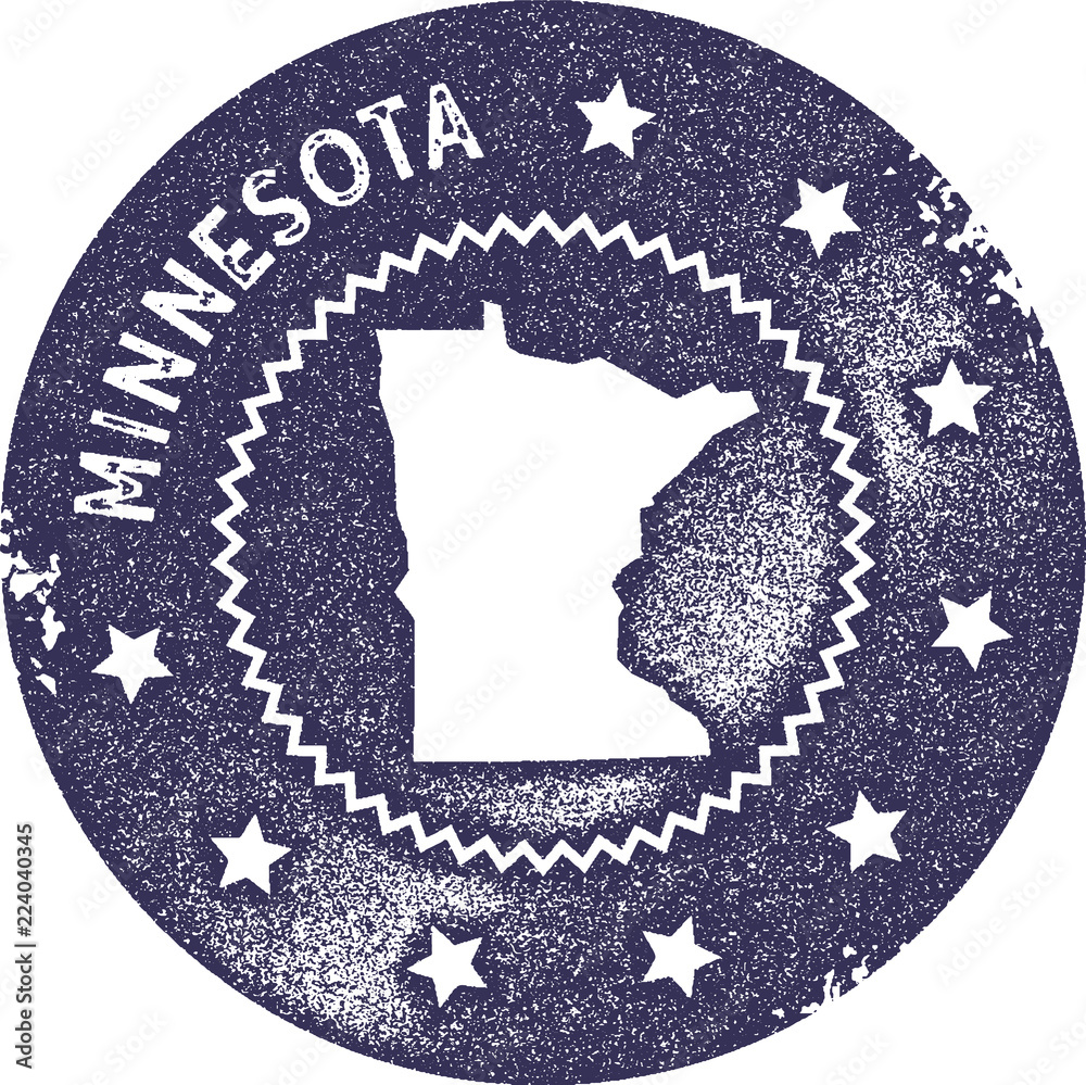 Minnesota map vintage stamp. Retro style handmade label, badge or ...