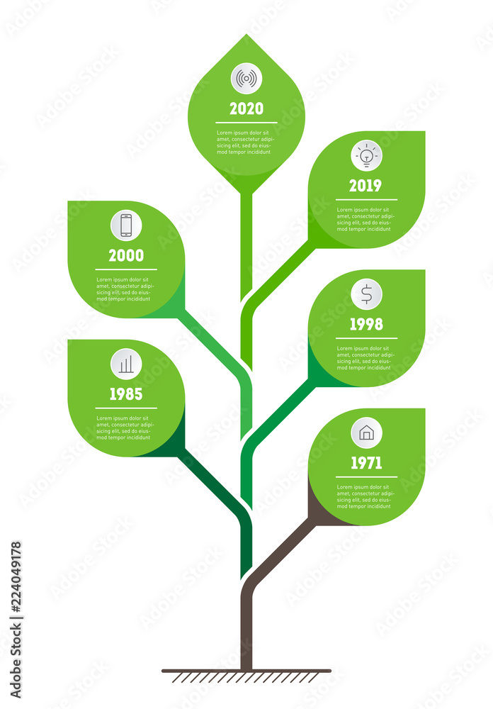 Tree of development and growth of the eco business. Info graphic ...