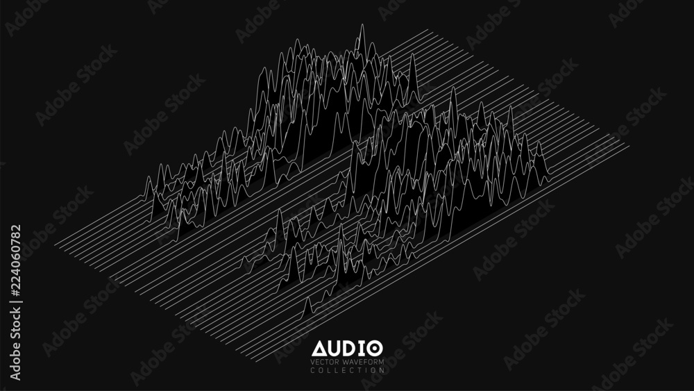 Vector 3d Echo Audio Wavefrom Spectrum Abstract Music Waves Oscillation Graph Futuristic Sound