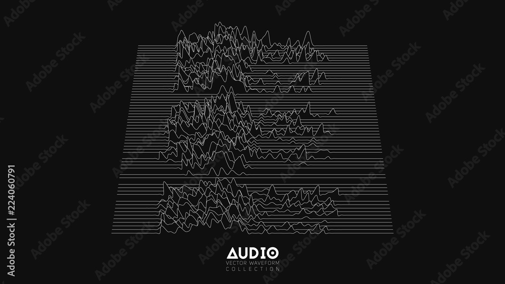 Vector 3d Echo Audio Wavefrom Spectrum Abstract Music Waves Oscillation Graph Futuristic Sound