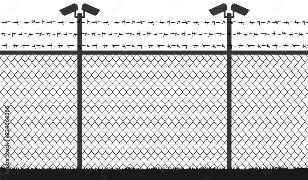 Barb Wire Fence Vector