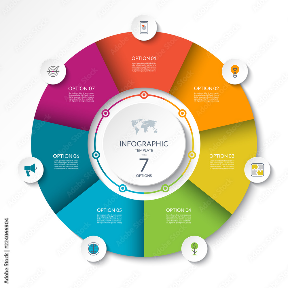 Circular infographic flow chart. Process diagram circle or pie graph ...
