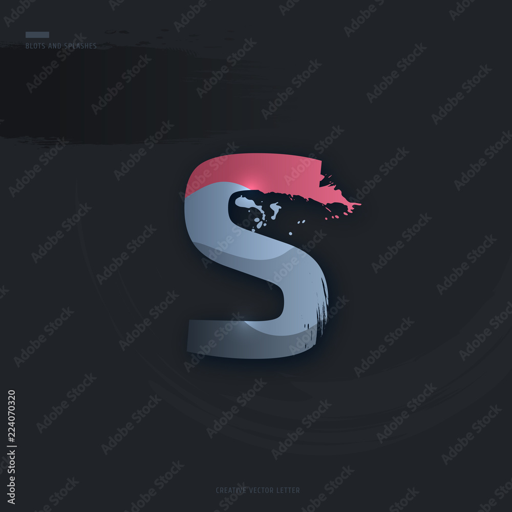 Beautiful pink grey Letter of font. Creative Letter S with brush ...