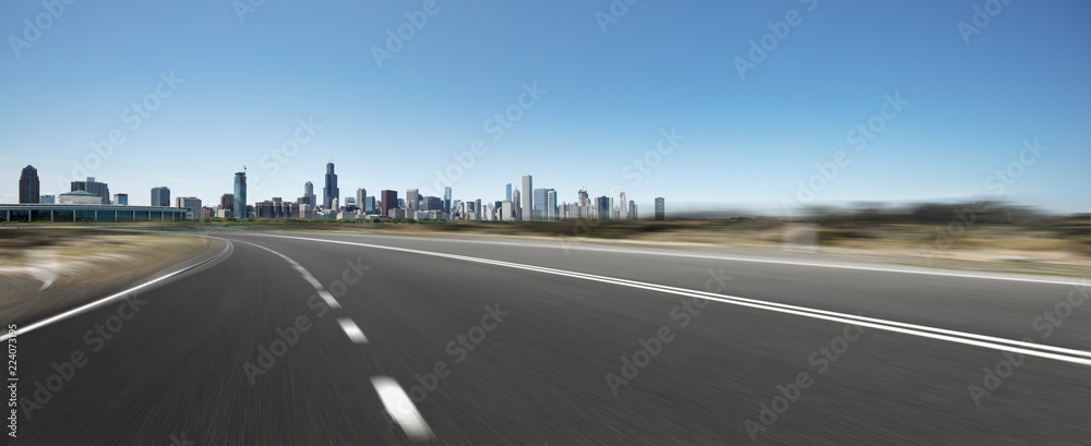 empty highway through modern city Stock Photo | Adobe Stock