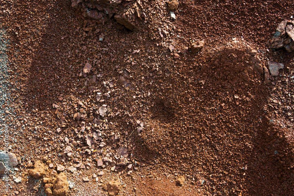 Red earth or soil background. Tropical laterite soil background of red ...