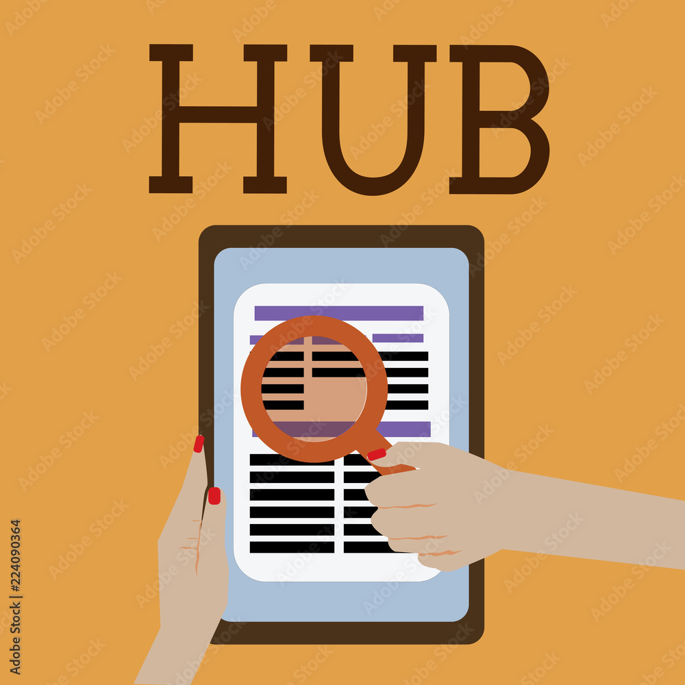 Word writing text Hub. Business concept for The effective center of an ...