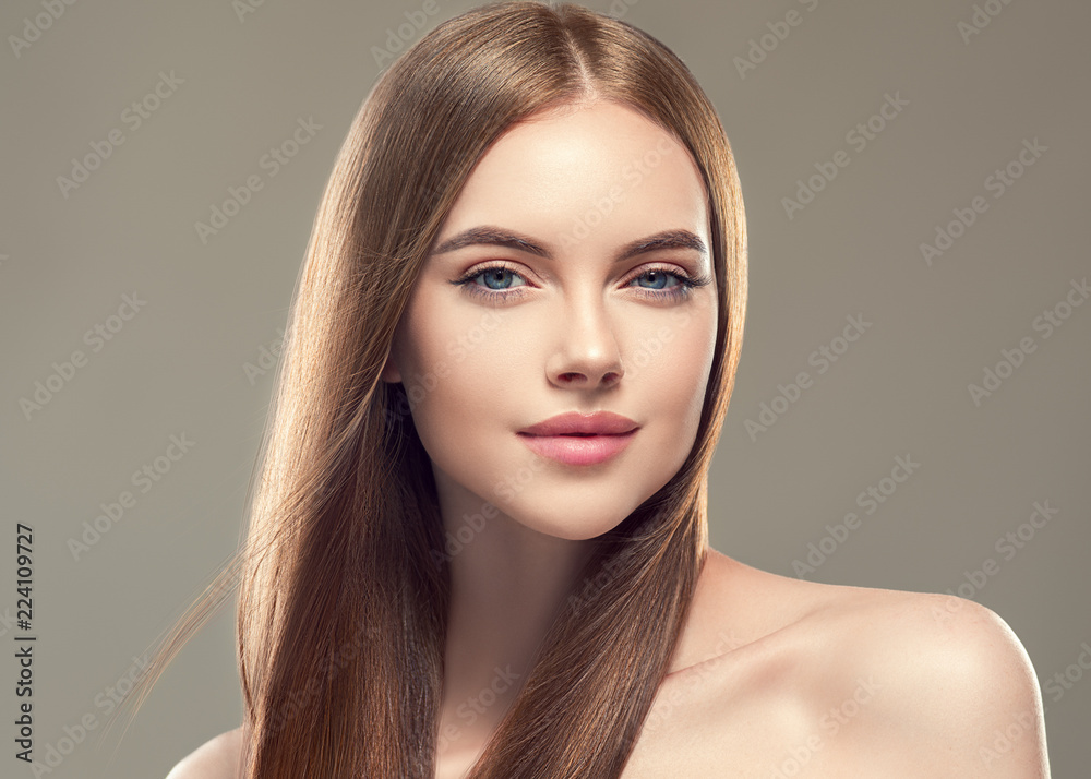 Beautiful long hair smooth woman with perfect hairstyle young model ...