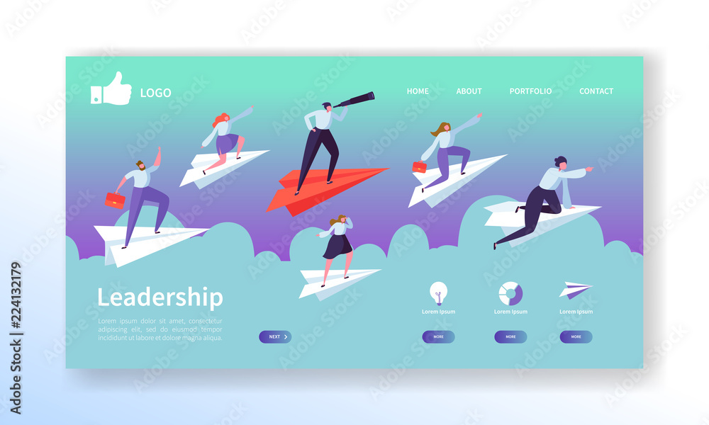 Business Vision Landing Page Template. Website Layout with Flat People ...