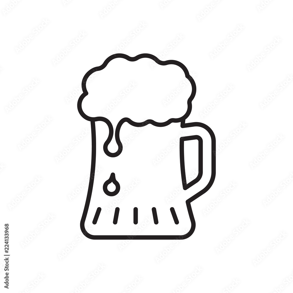 Beer Icon in trendy flat style isolated on white background. Beer glass ...