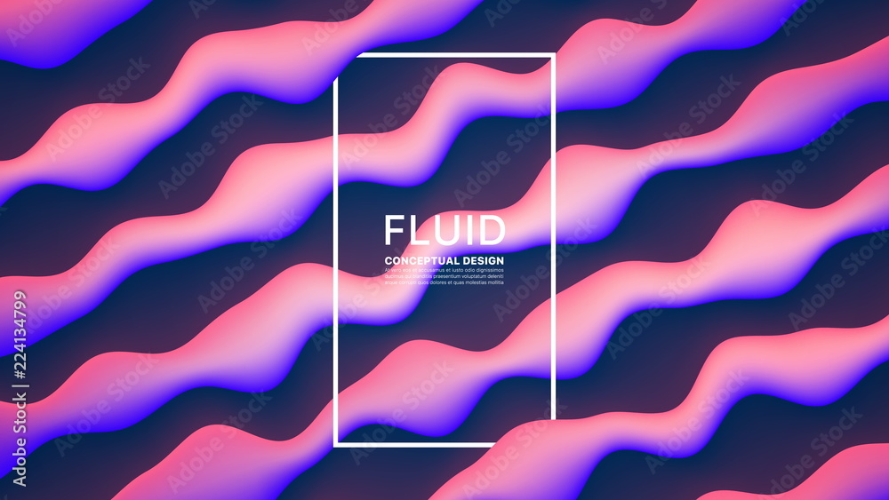 Vector Fluid Design Abstract Background. Digital 3D Conceptual ...