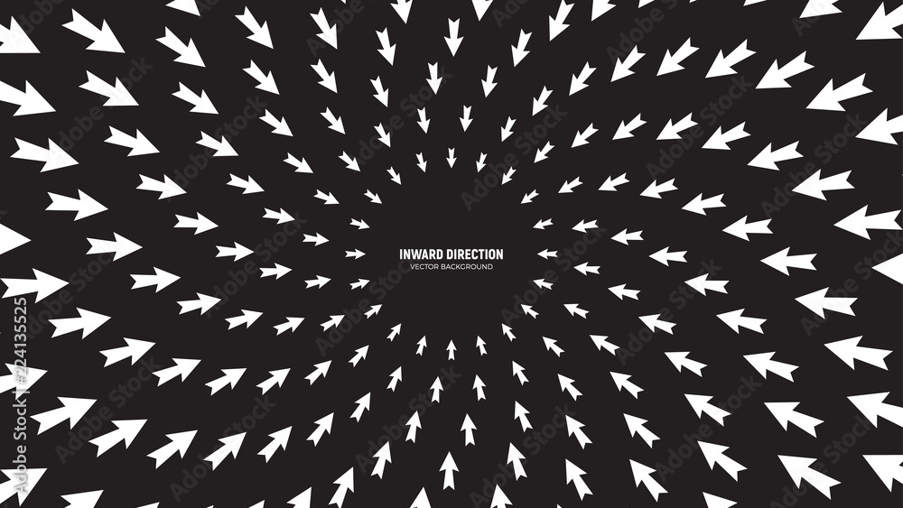 Vector White Arrows in Radial Composition Diverging in Inward Direction ...