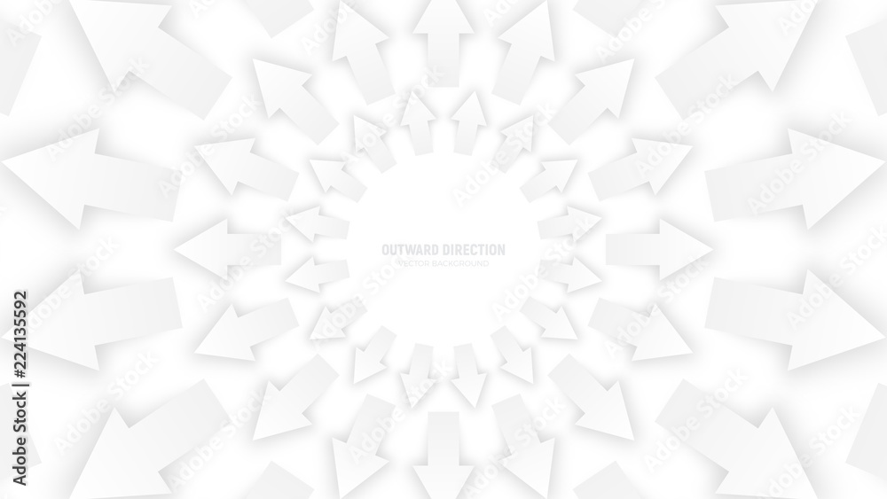 Vector White 3D Arrows with Soft Shadow Radial Composition Diverging in ...