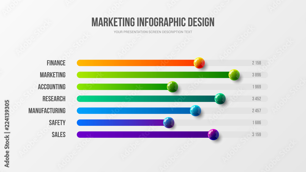 Business infographic presentation vector 3D colorful balls illustration ...