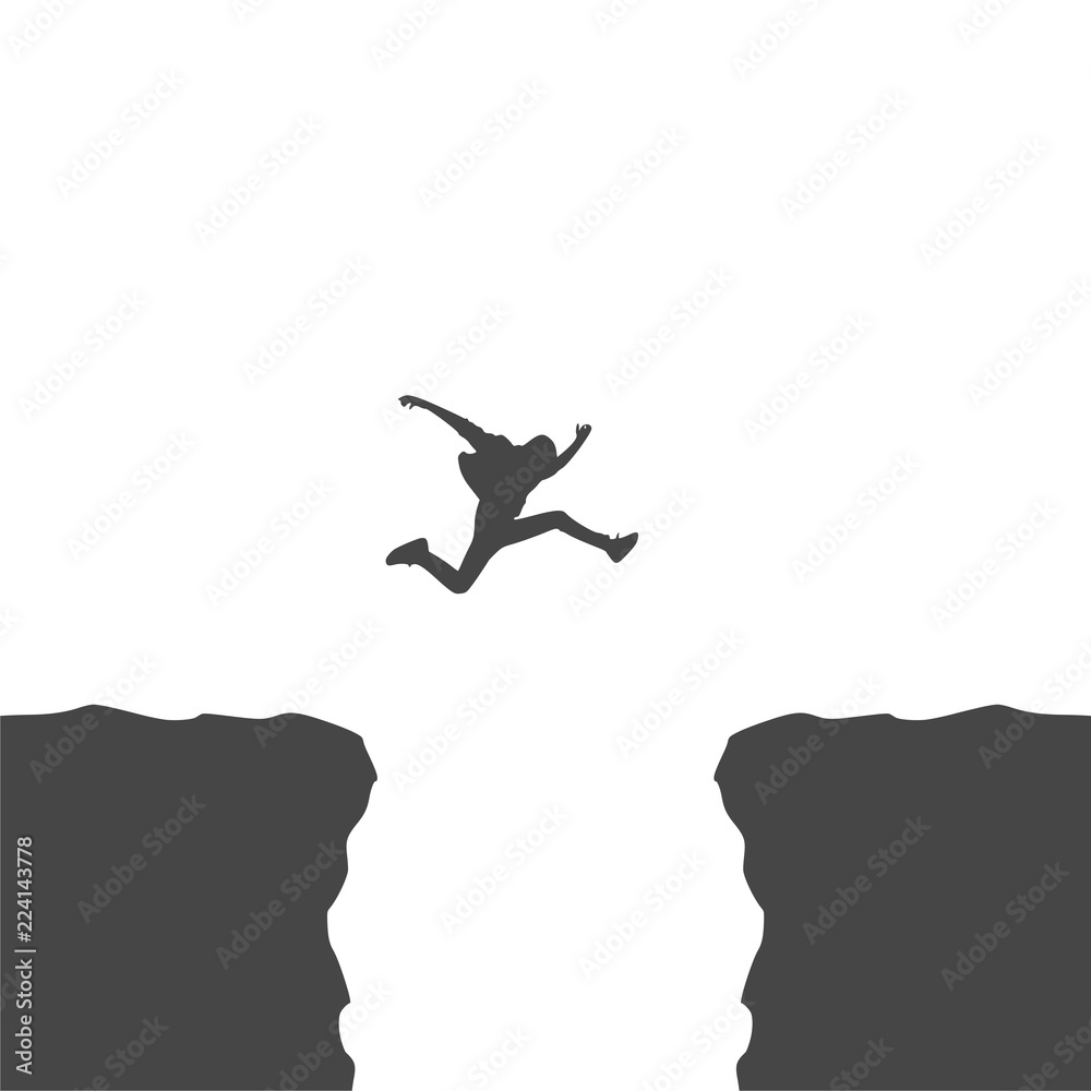 Person Jumping Off Cliff Silhouette