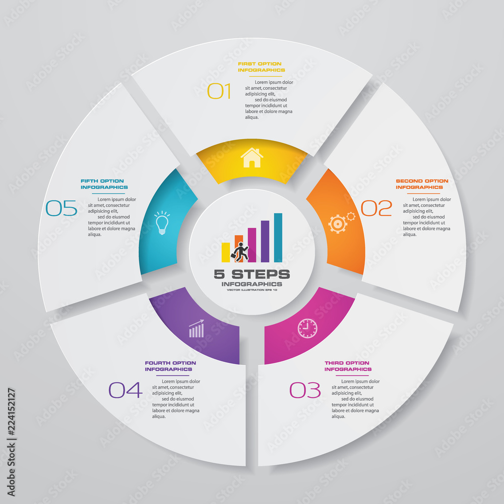 5 steps cycle chart infographics elements.EPS 10. Stock Vector | Adobe ...