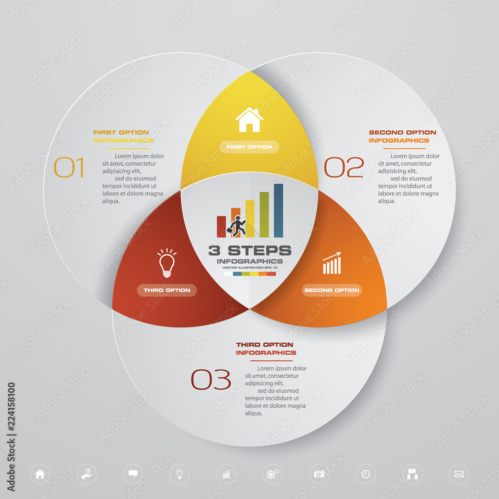 3 steps simple&editable process chart infographics element. EPS 10 ...