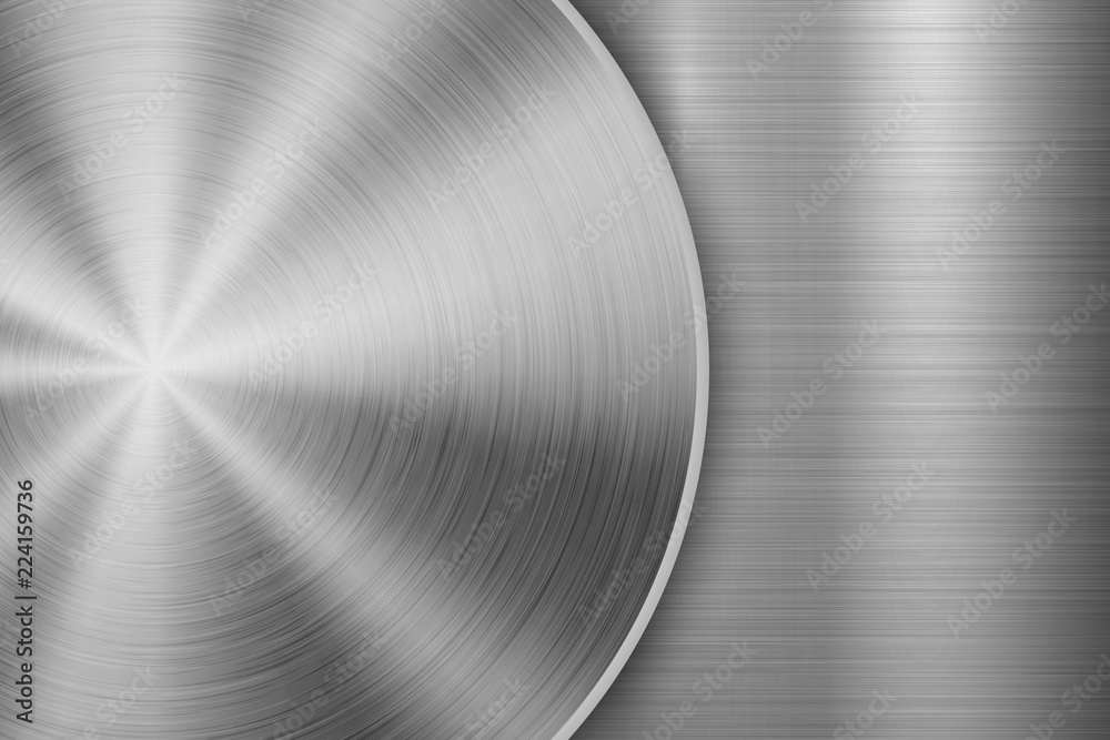 Metal technology background with circular and straight polished ...