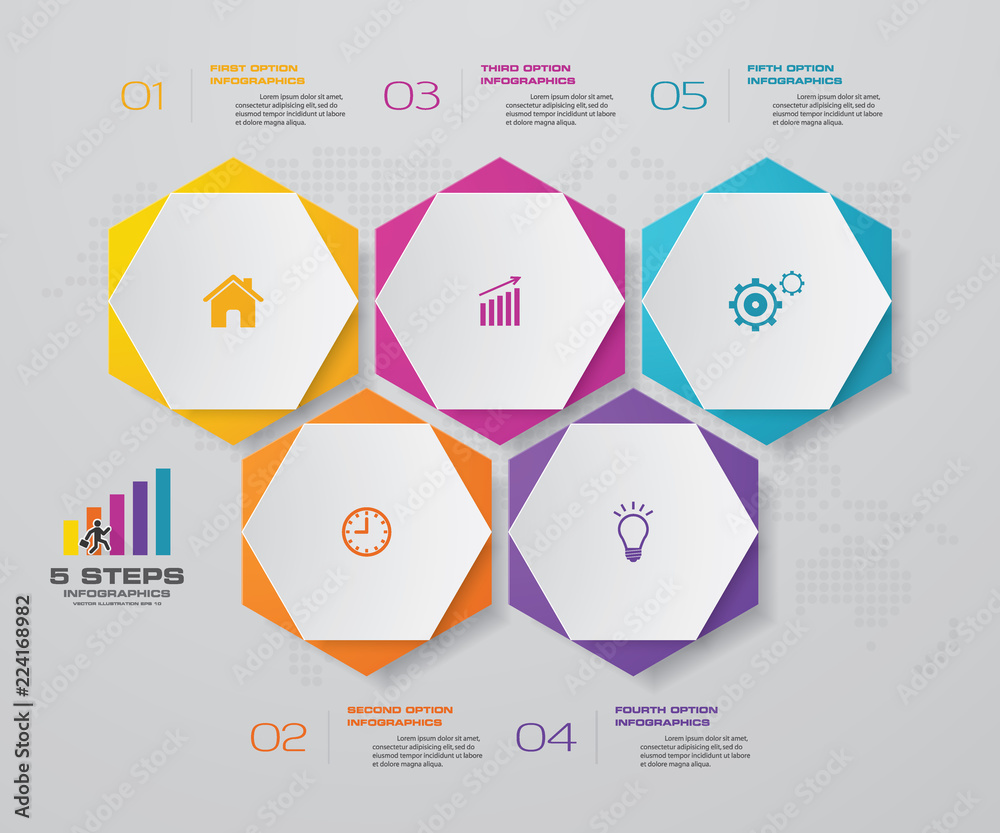 5 steps simple&editable process chart infographics element. EPS 10 ...
