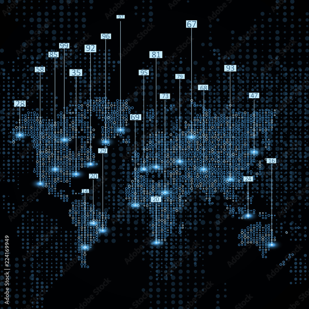 Abstract infographics visualization. Perspective backdrop with World ...