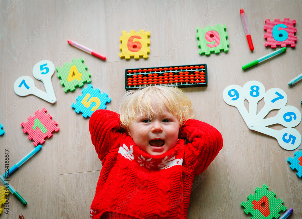 early learning difficulties -little girl shout learning numbers, abacus ...