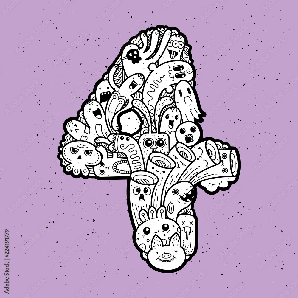 6496151 Hand drawn doodled kids numbers. Cute monstred numbers, math ...