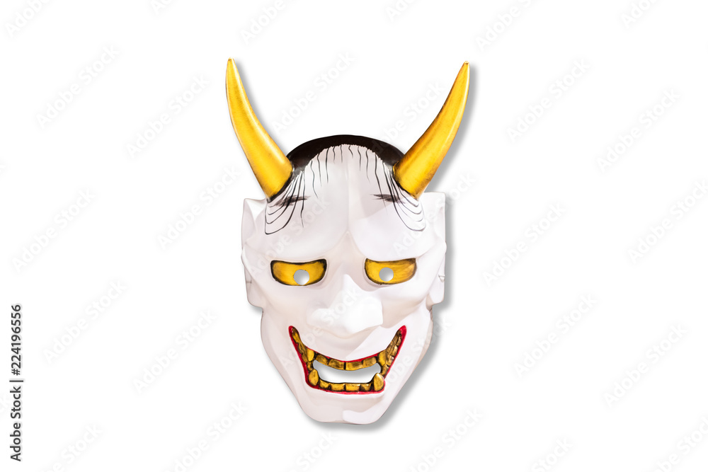 Traditional Japanese mask Kabuki Mask on white background. mock up for ...