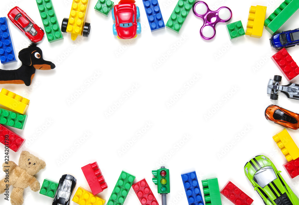 Kids toys frame on white background Stock Photo | Adobe Stock