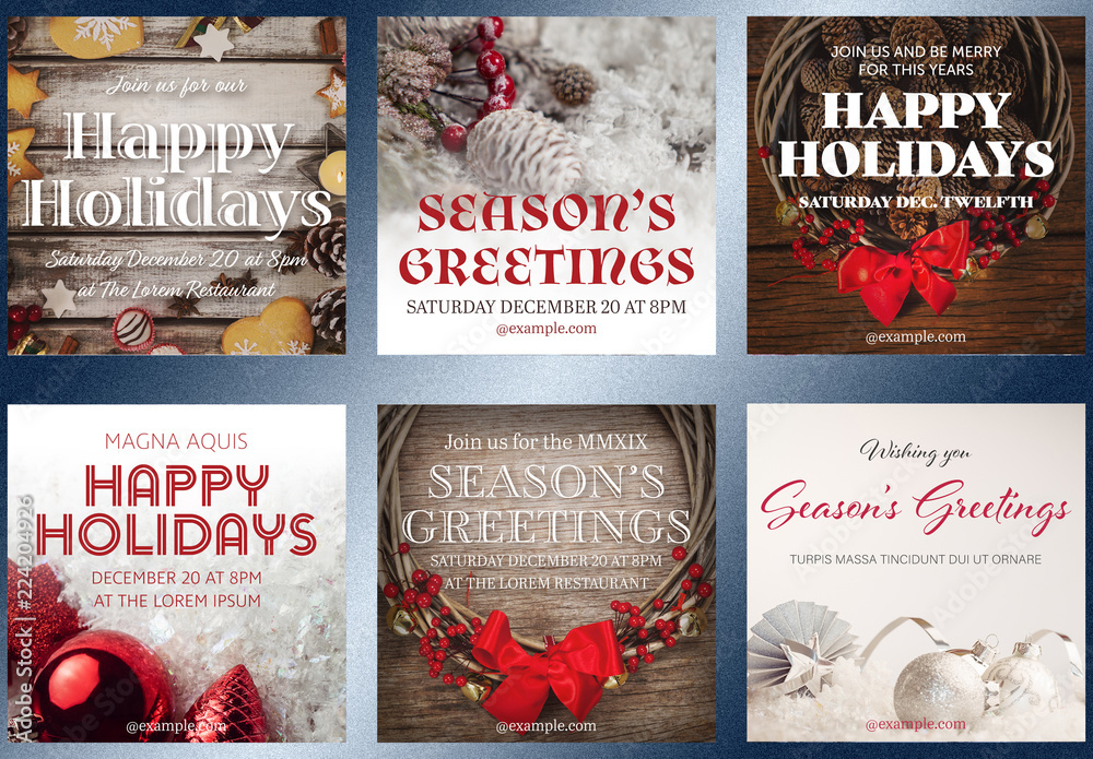 Holiday Invitation Social Media Post Layouts Stock Template | Adobe Stock
