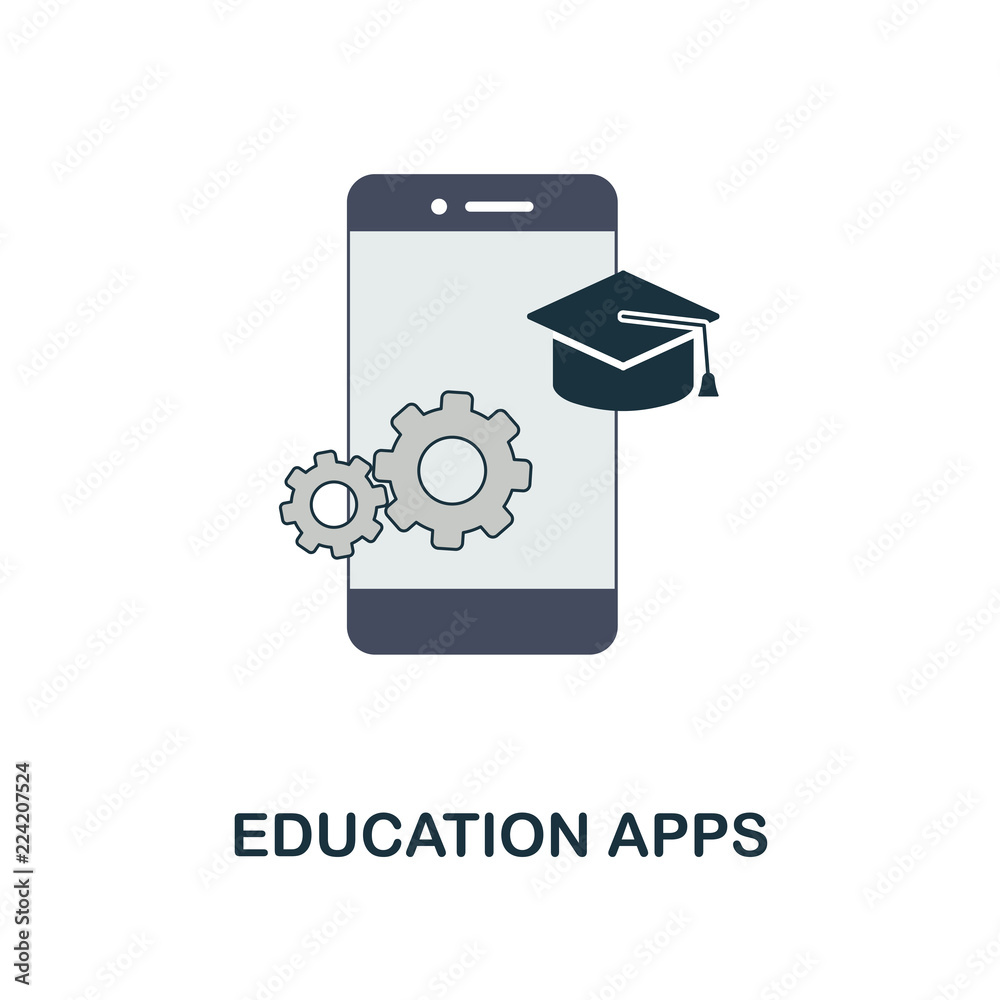 Education Apps flat icon. Monochrome style design from online education ...