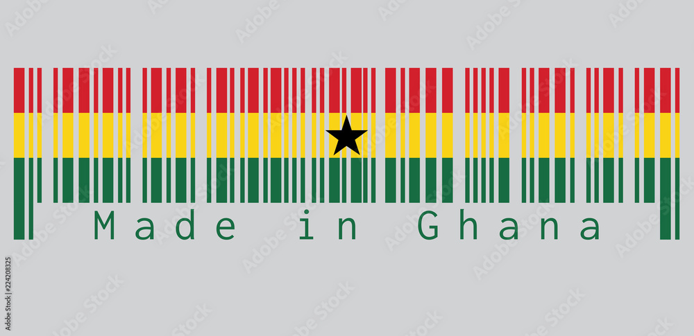 Barcode set the color of Ghana flag, horizontal triband of red, gold ...